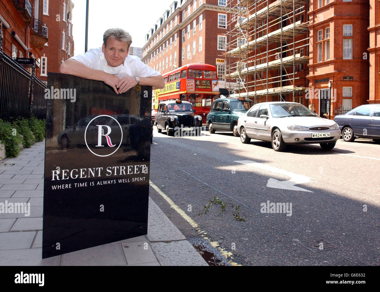 Chef gordon ramsay sitting outside claridges restaurant in london hi ...