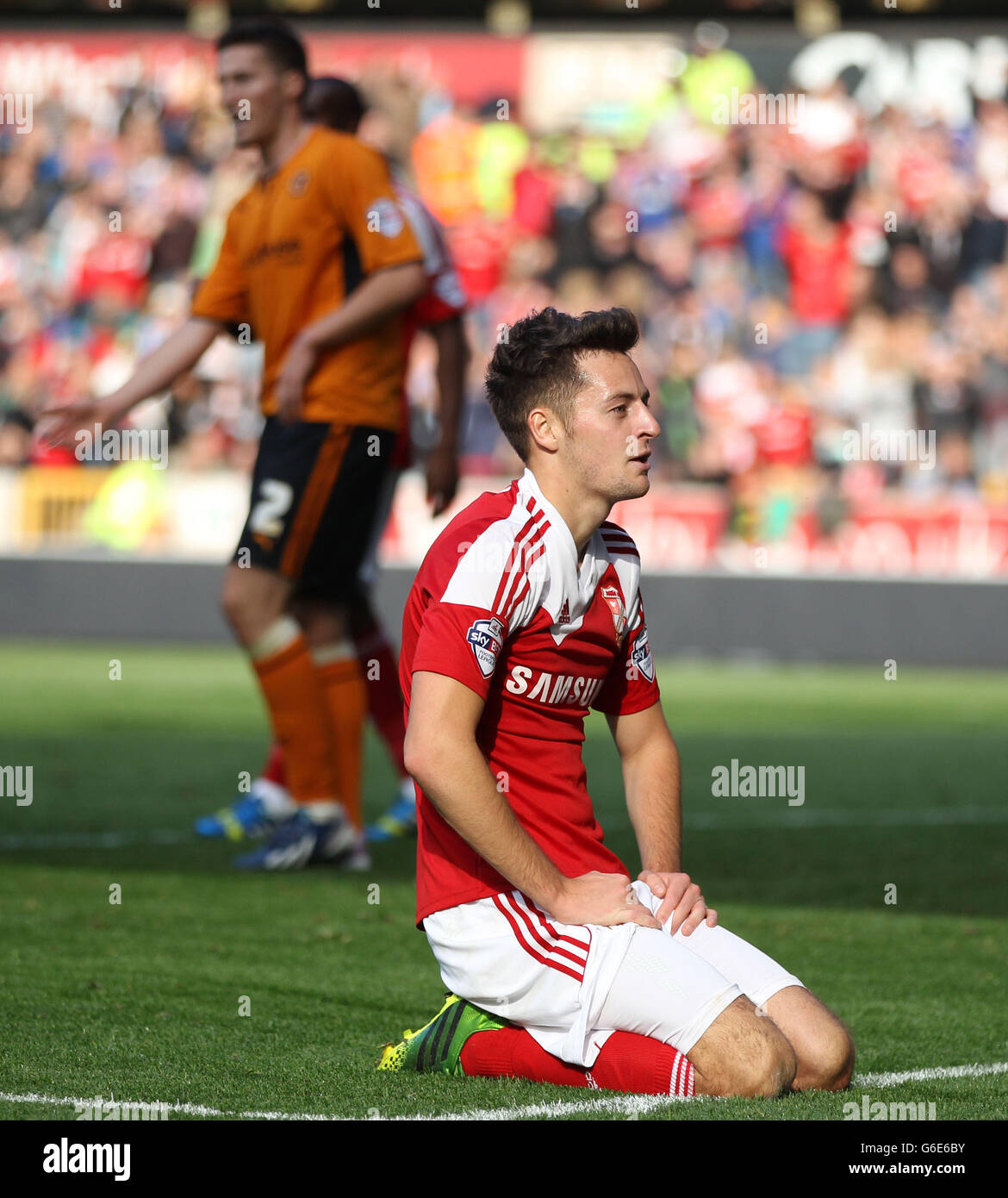 Swindon Town's Ryan Mason shows his dejection after a missing a chance ...