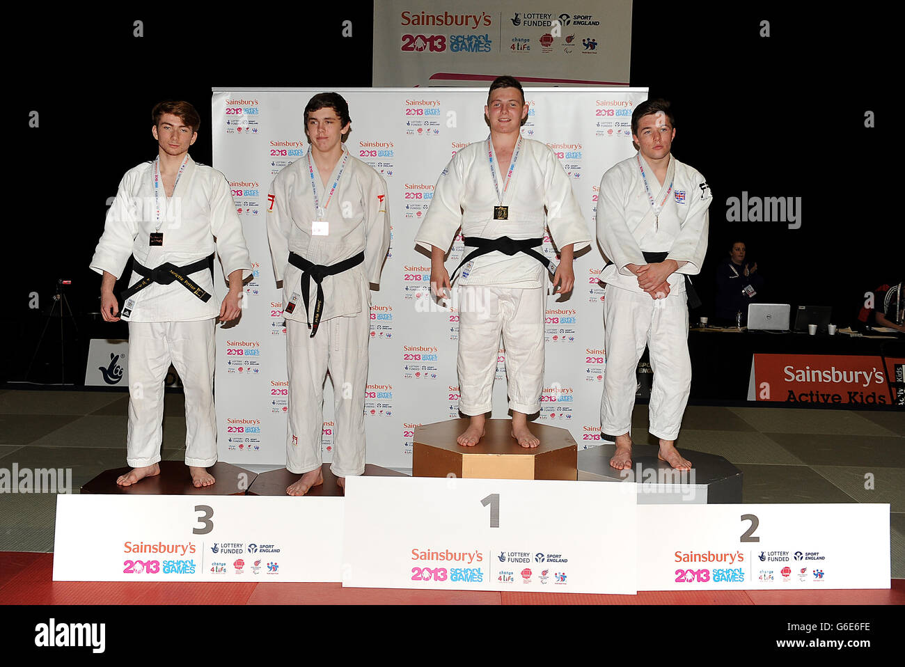 Medal presentation for the Boys under 81kg Judo. Gold Medal Wales ...