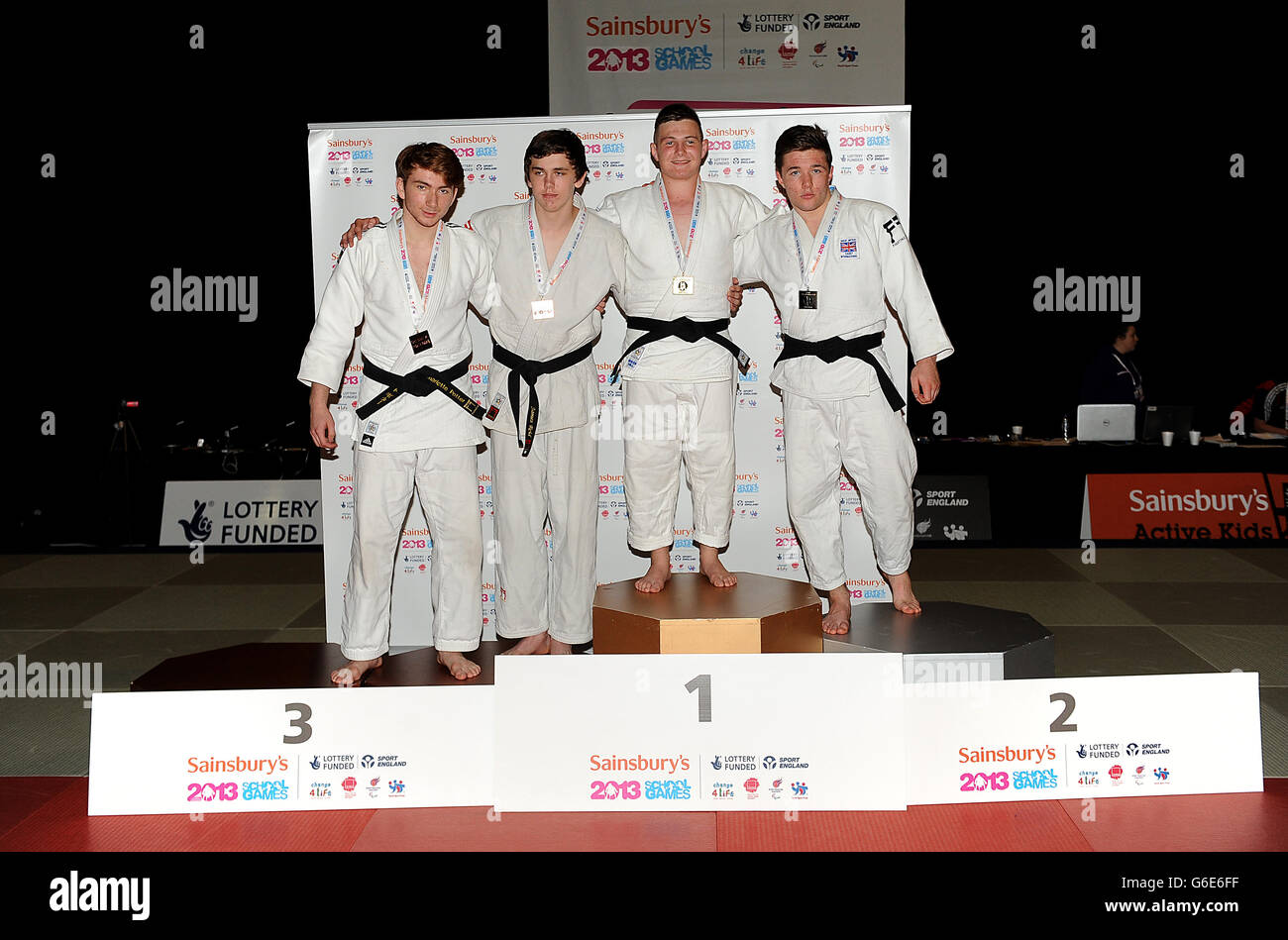 Medal presentation for the Boys under 81kg Judo. Gold Medal Wales ...