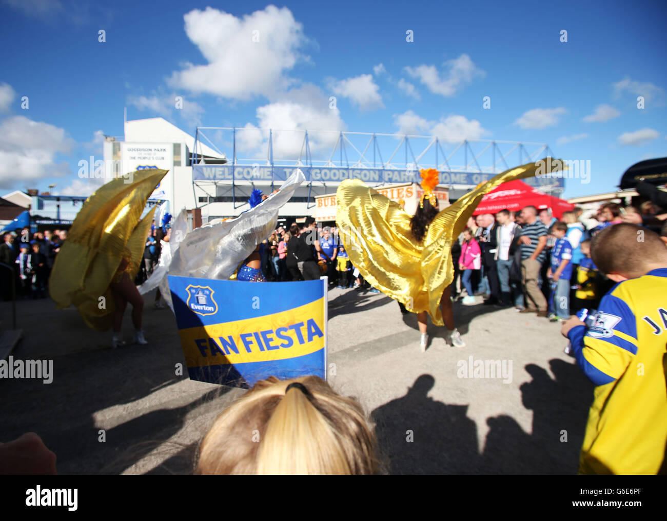 Everton's fans fiesta in the fan zone before the Barclays Premier ...