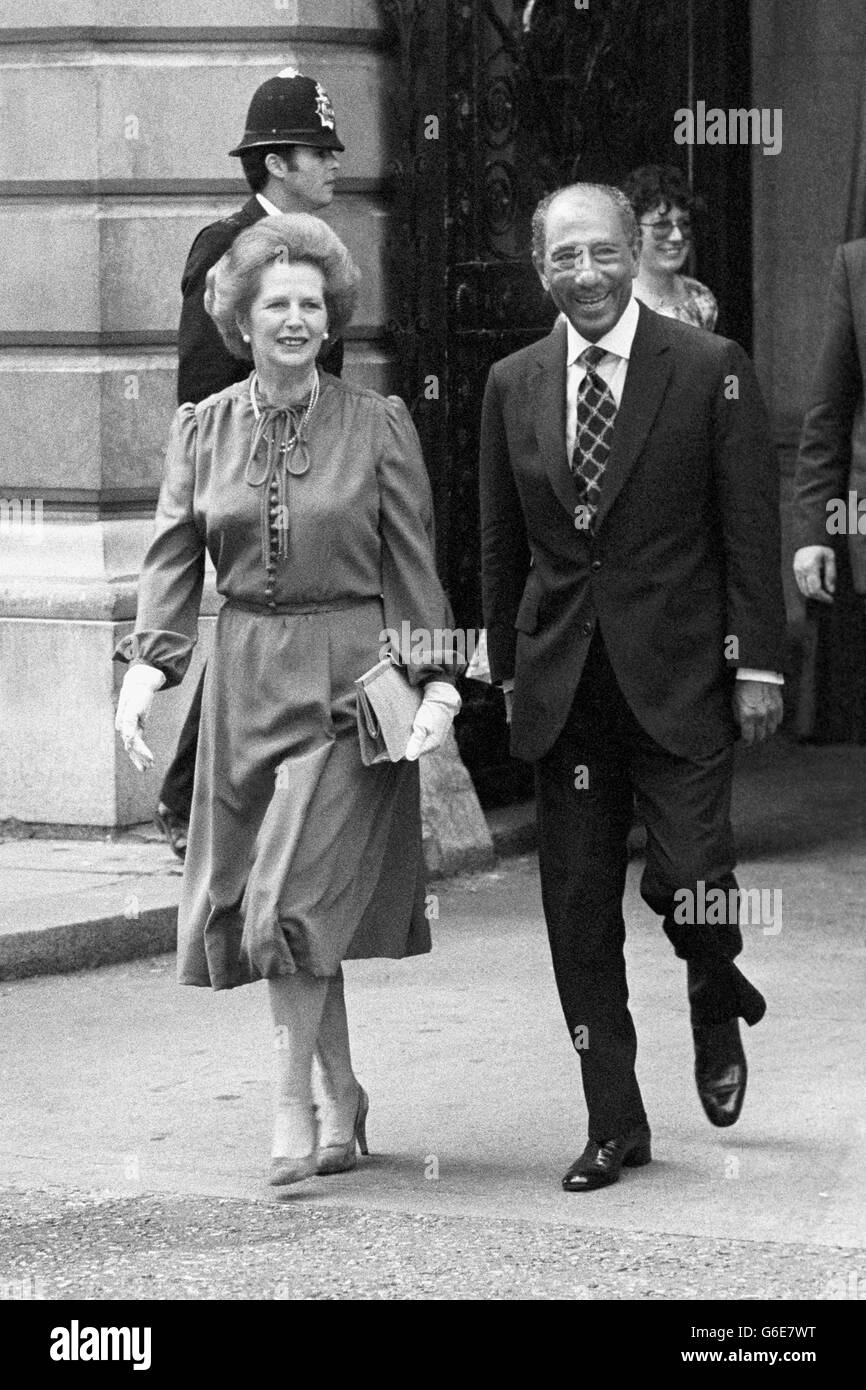 The Prime Minister, Margaret Thatcher and President Anwar Sadat of ...