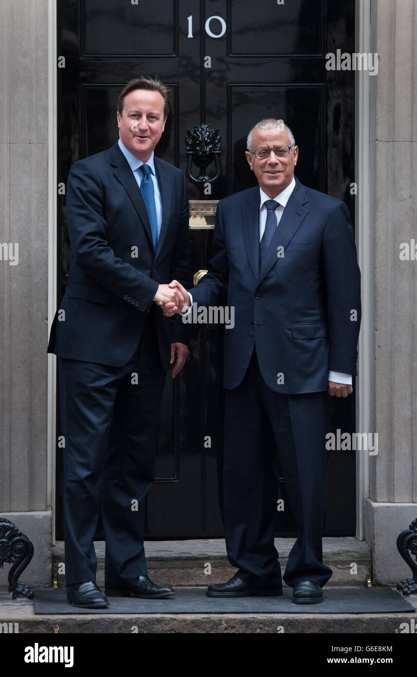 Prime Minister David Cameron welcomes his Libyan counterpart Ali Zeidan ...