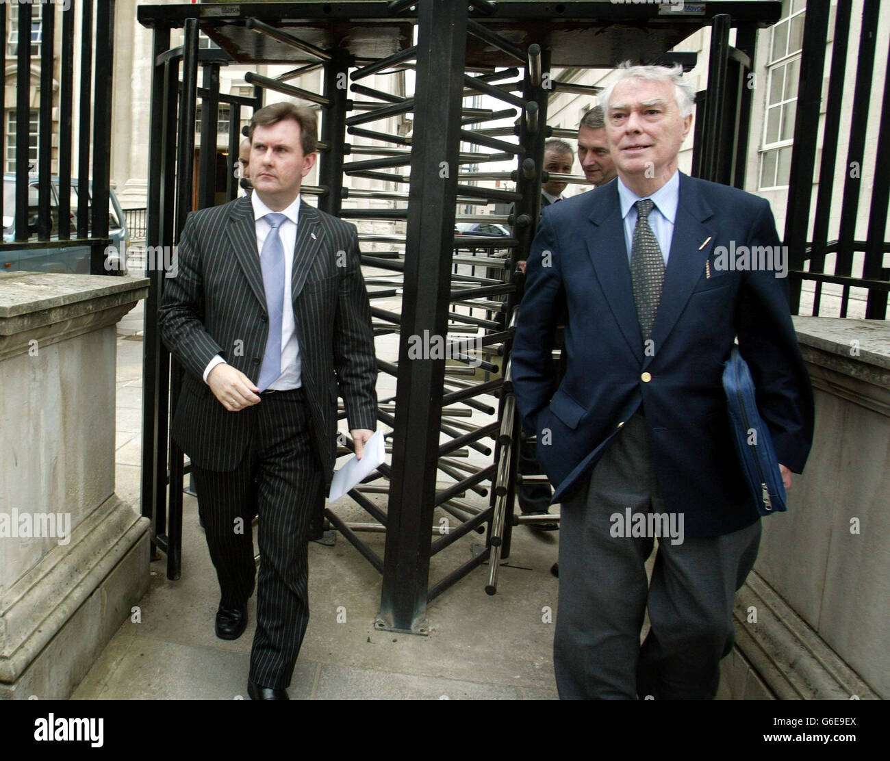 Ulster Unionist MPs Jeffrey Donaldson (left) and Rev Martin Smyth leave ...