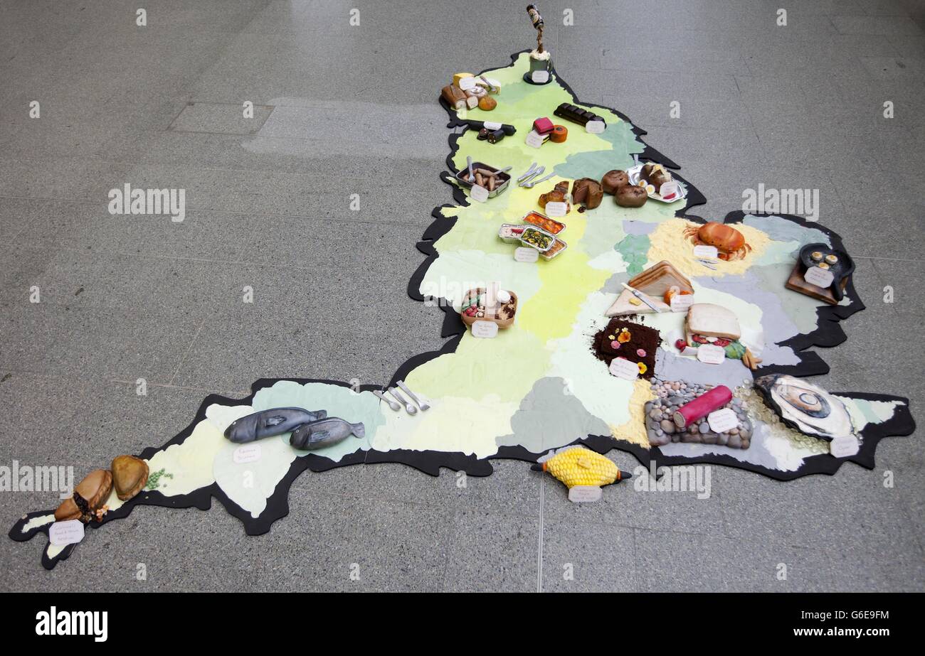 VisitEngland's edible map in London St Pancras Station, which is made ...