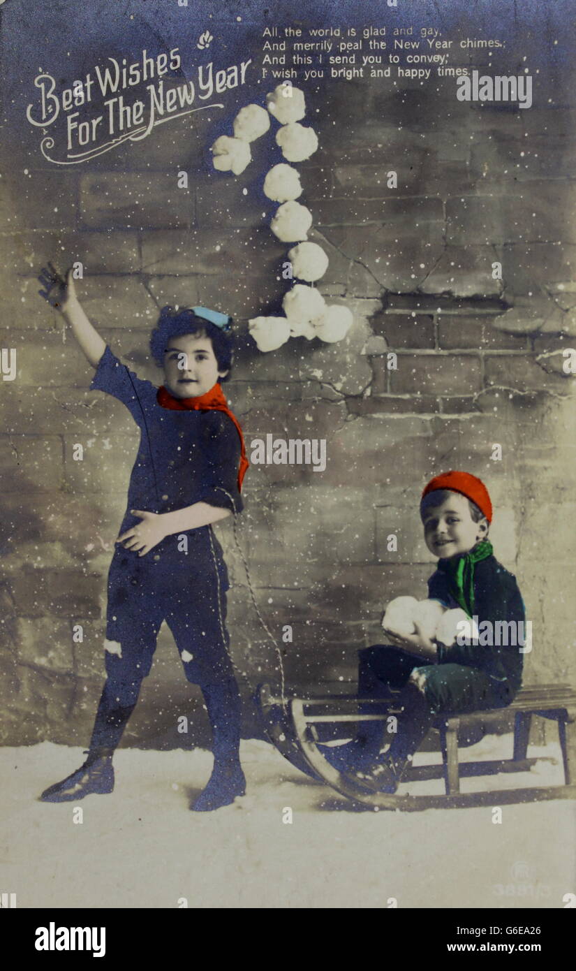 Vintage photo postcard of two boys Stock Photo - Alamy