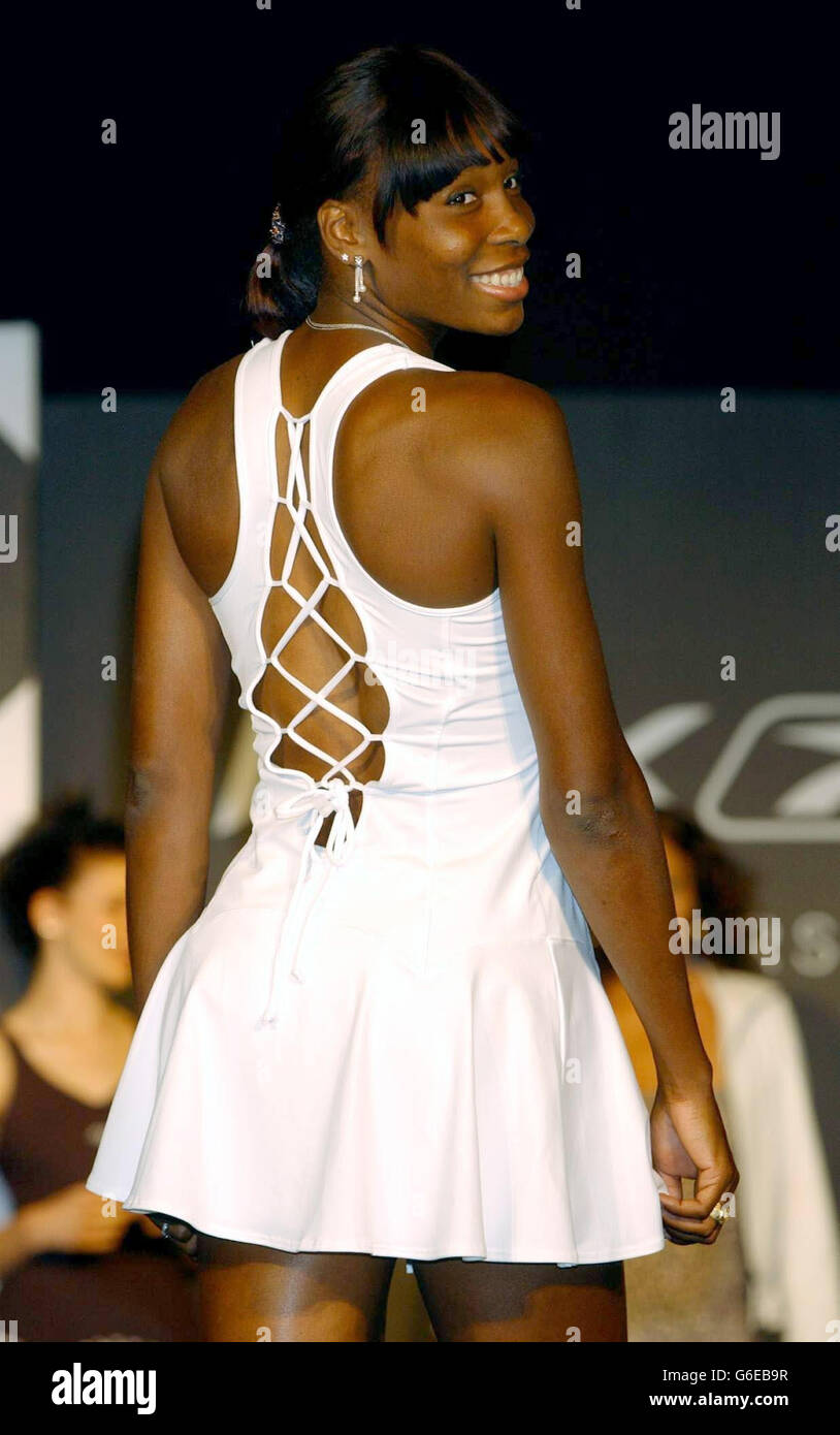 Tennis champion Venus Williams models her new outfit for the Wimbledon ...