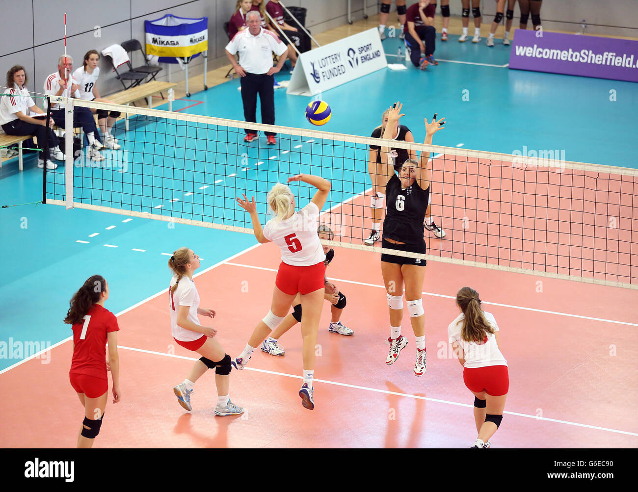 General view of the action between England North and England Central in ...