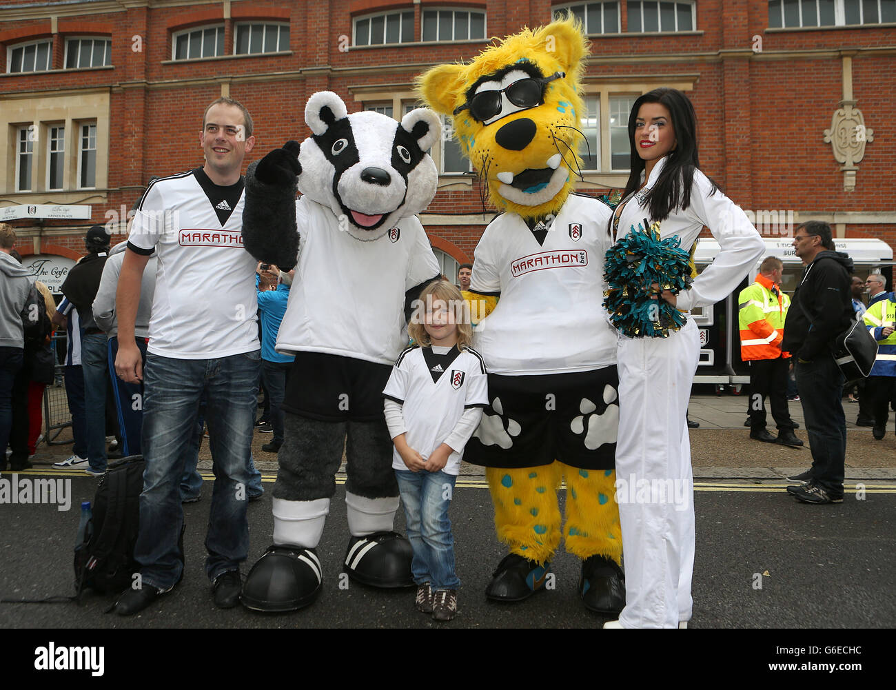 Fulham mascot Billy the Badger and Jacksonville Jaguars' mascot Jackson ...