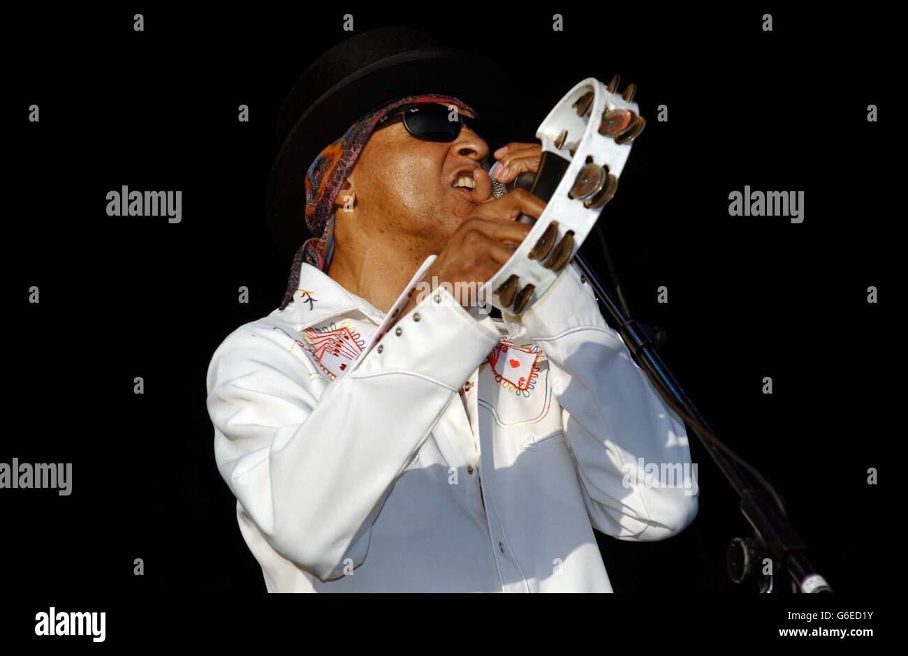 Arthur Lee, lead singer of Love, performing on the Other Stage, at the ...