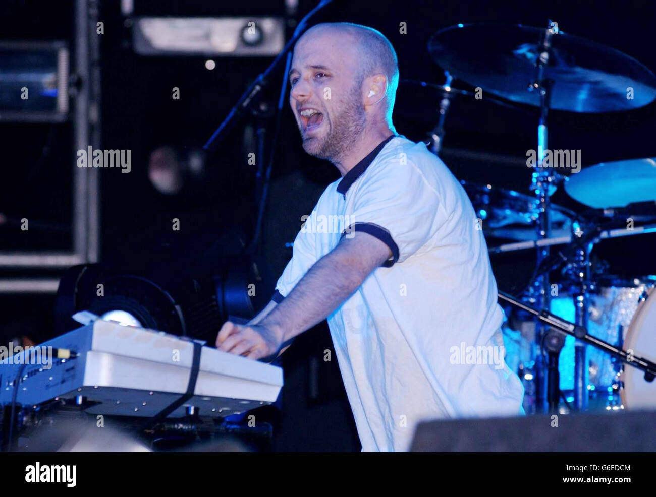 Moby performing on the Pyramid Stage at the Glastonbury Festival Stock ...