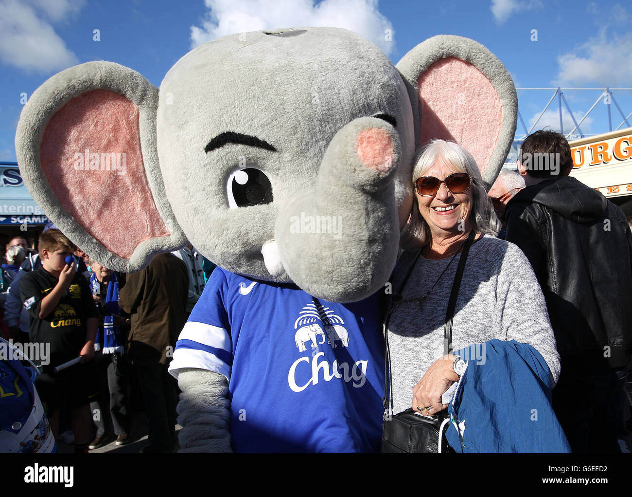 Everton's fans fiesta in the fan zone before the Barclays Premier ...