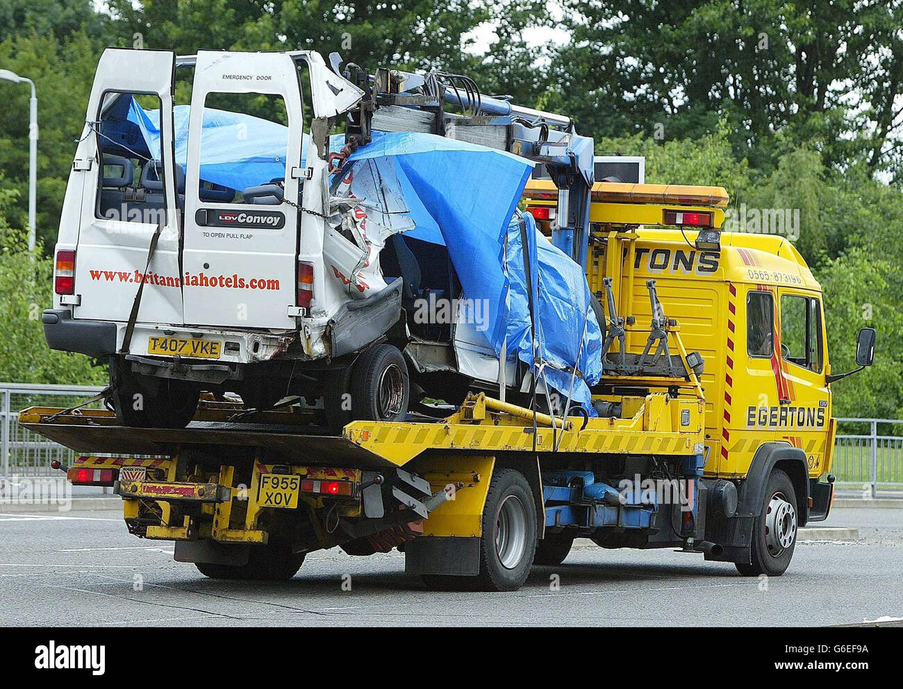 M56 minibus crash wreckage hi-res stock photography and images - Alamy