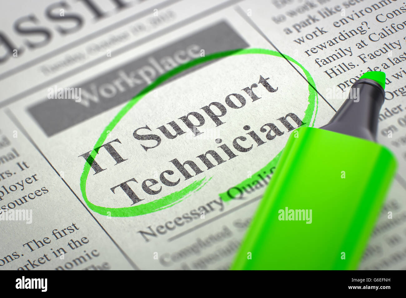 Now Hiring IT Support Technician Stock Photo - Alamy