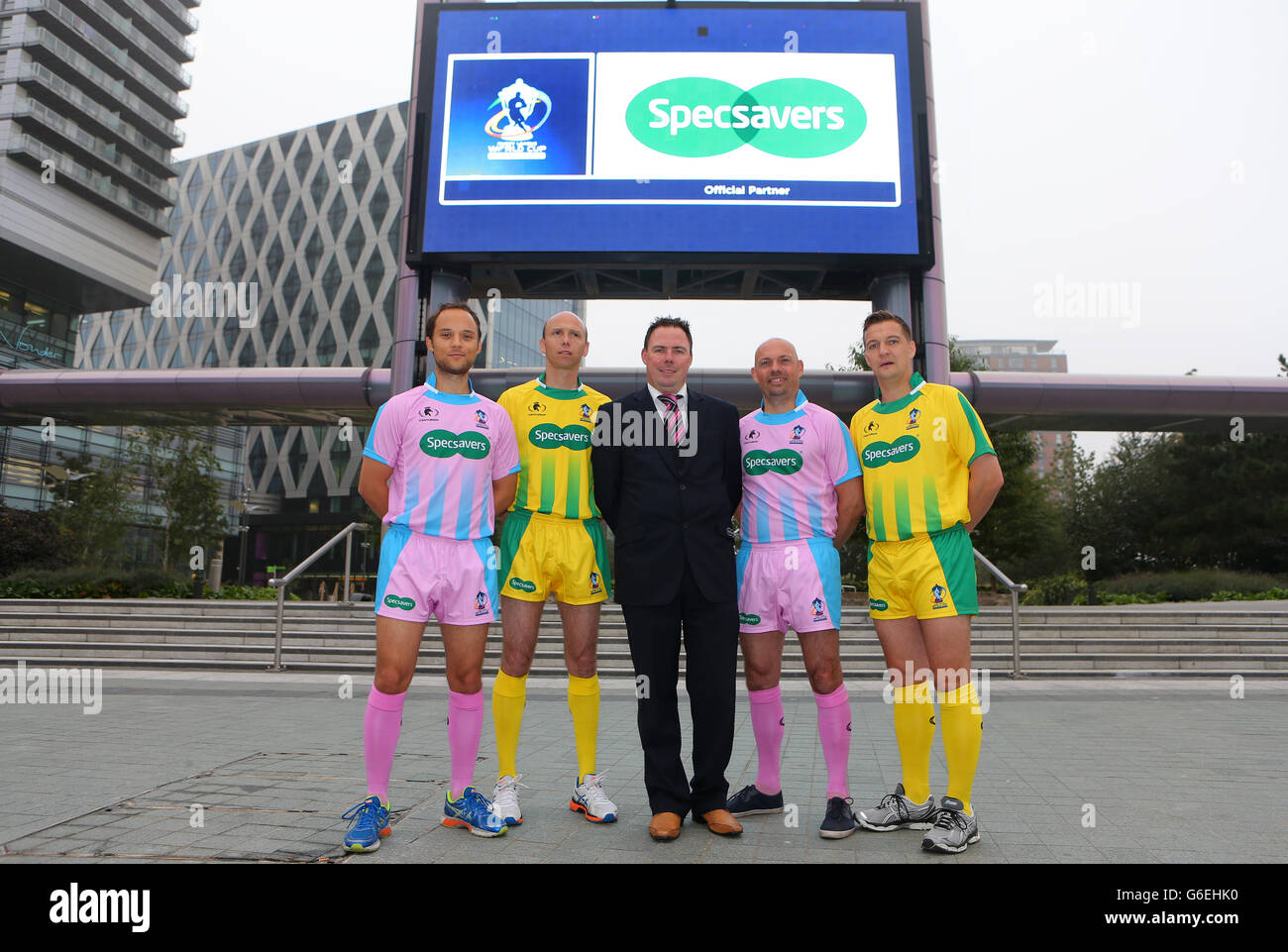 Rugby League - Specsavers Launch Referee Kit - MediaCity Stock Photo ...