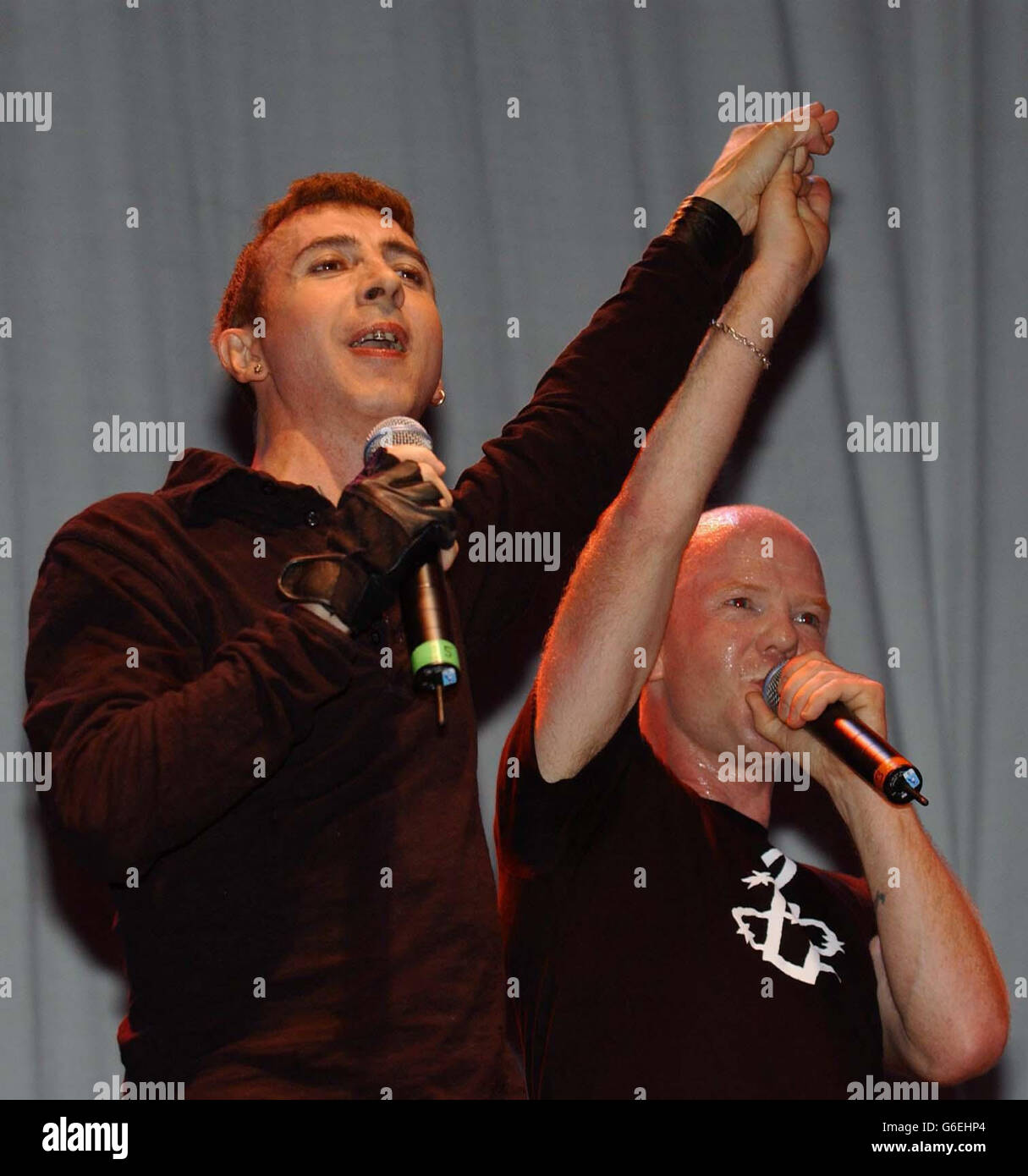 Marc Almond (left) and Jimmy Somerville performing on stage during the ...