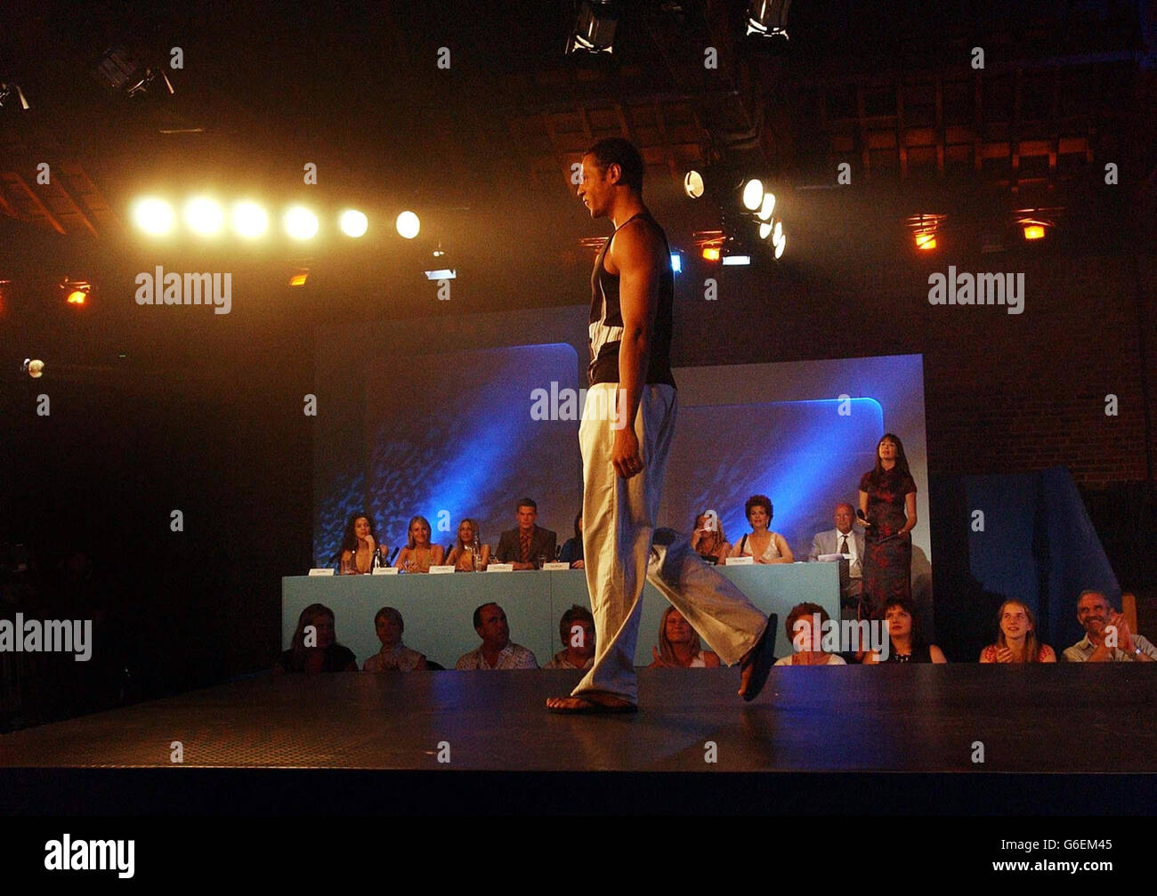 Mr Colombia Leonardo Moran on stage at the Mr World 2003 at The Brewery ...