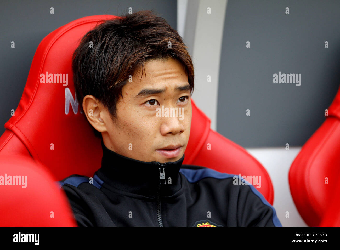 Shinji Kagawa on the bench before the Barclays Premier League match ...