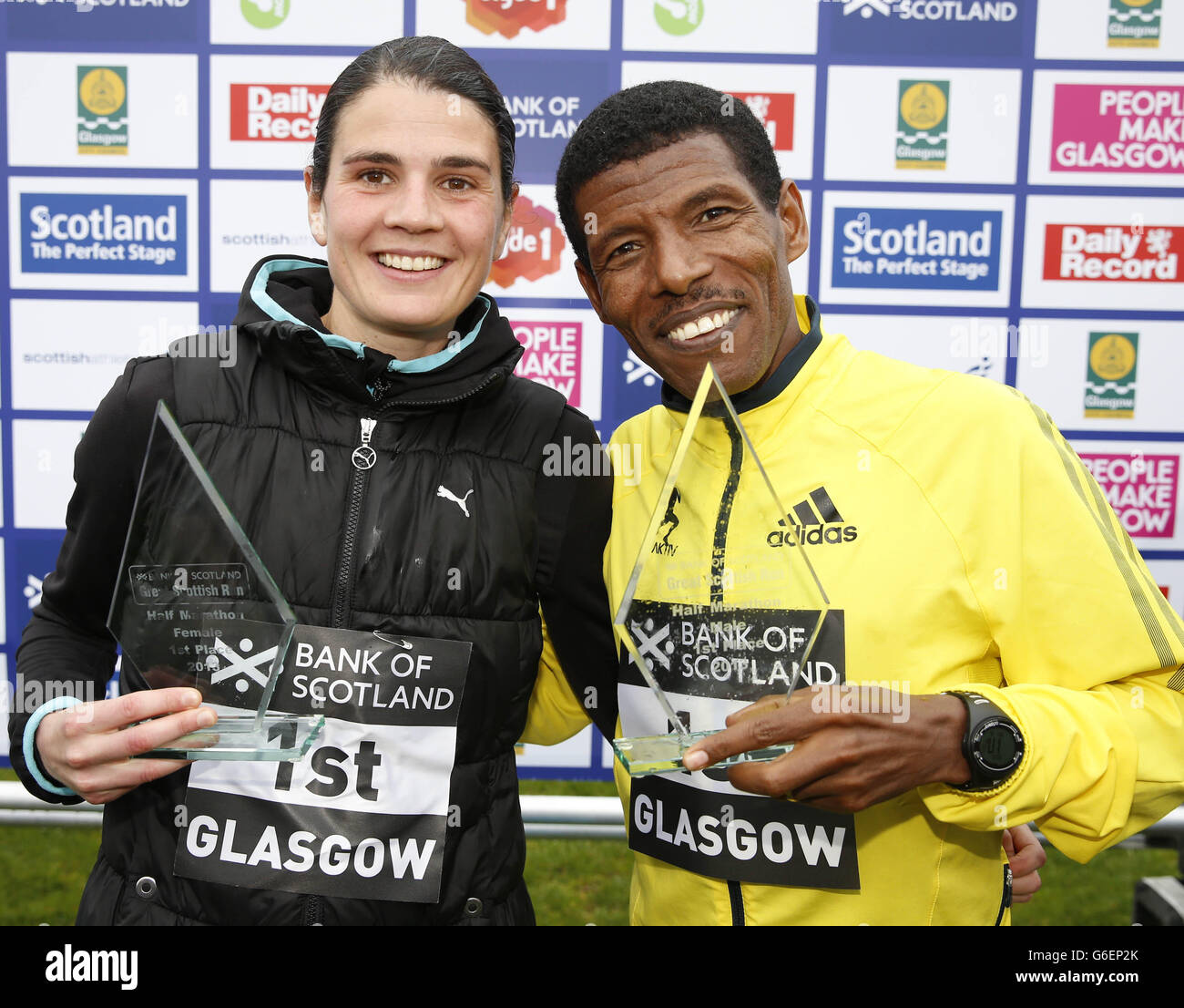 Ethopipa's Haile Gebrselassie (right) and Scotland's Susan Partridge ...
