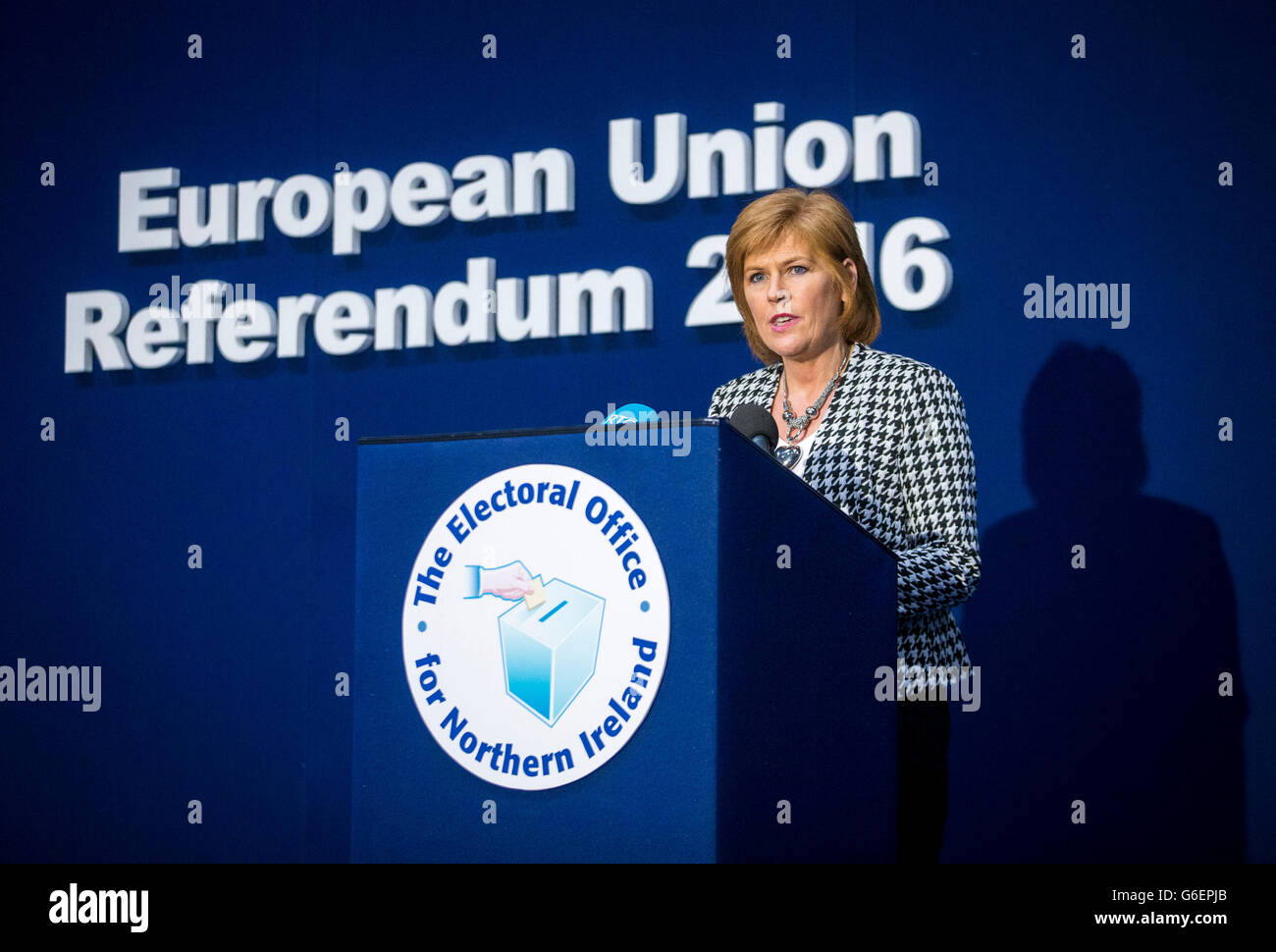 Deputy Counting Officer, Marie-Louise Lappin, announcing the result for ...