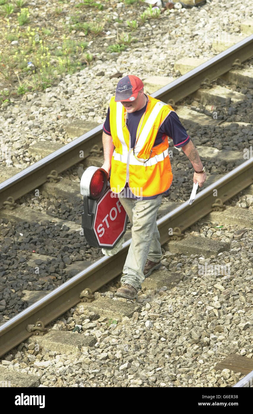 Engineers working on the line closed between Slough and Reading Stock ...