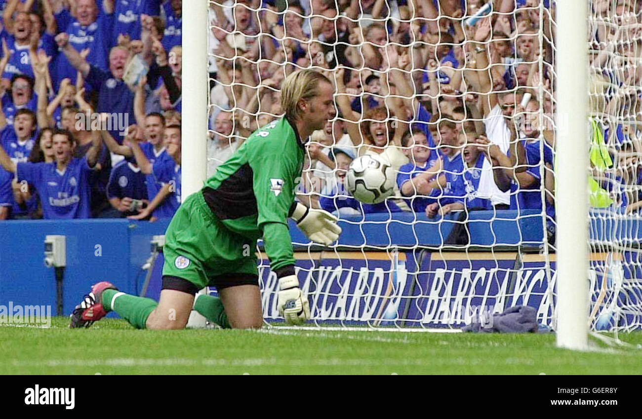 Leicester City's goalkeeper Ian Walker is beaten after Lilian Nilas ...