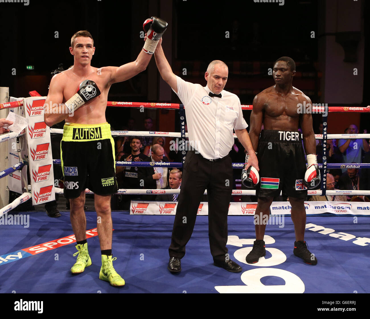Callum Smith (left) celebrates his victory over Patrick Mendy during ...
