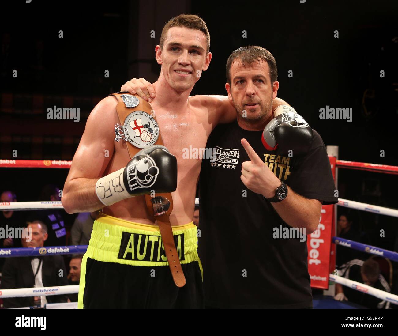 Callum Smith celebrates his victory over Patrick Mendy during the ...