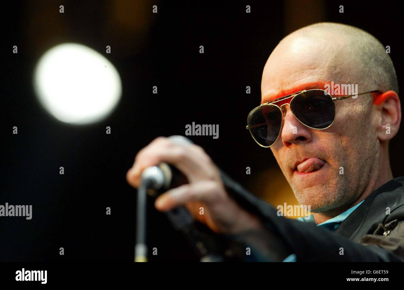 The lead singer of REM Michael Stipe on stage at T in the Park near ...