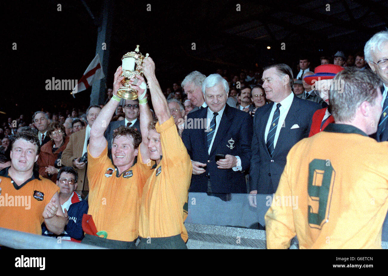 Twickenham. Australian captain Nick Farr Jones celebrates with the ...