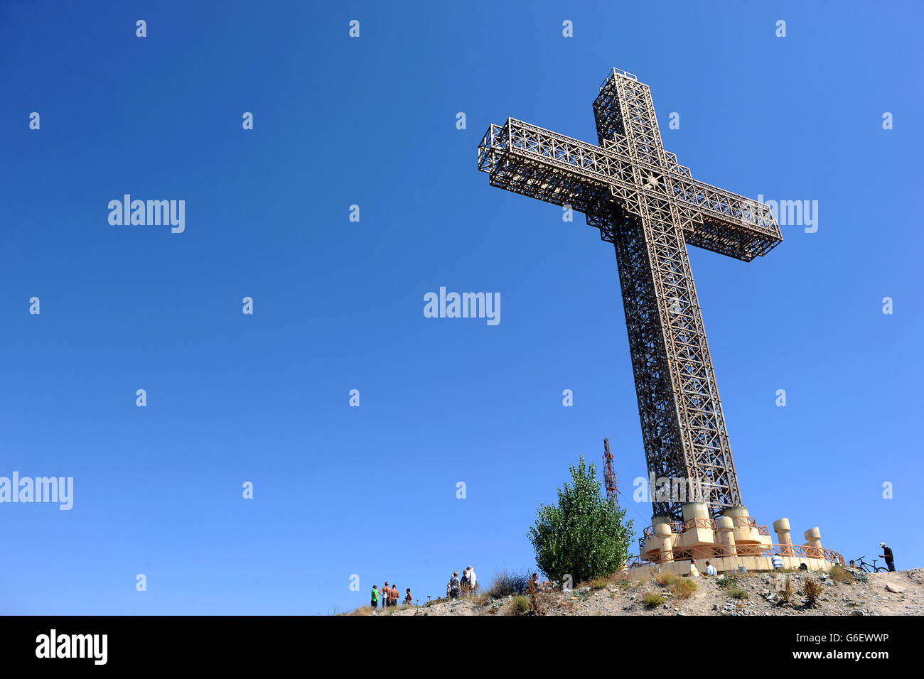 General view of the Millennium Cross at the top of Mount Vodno in ...