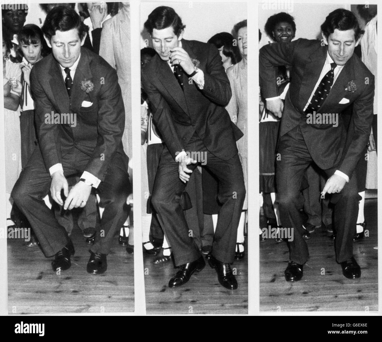 A composite picture of the Prince of Wales showing off his dance moves ...