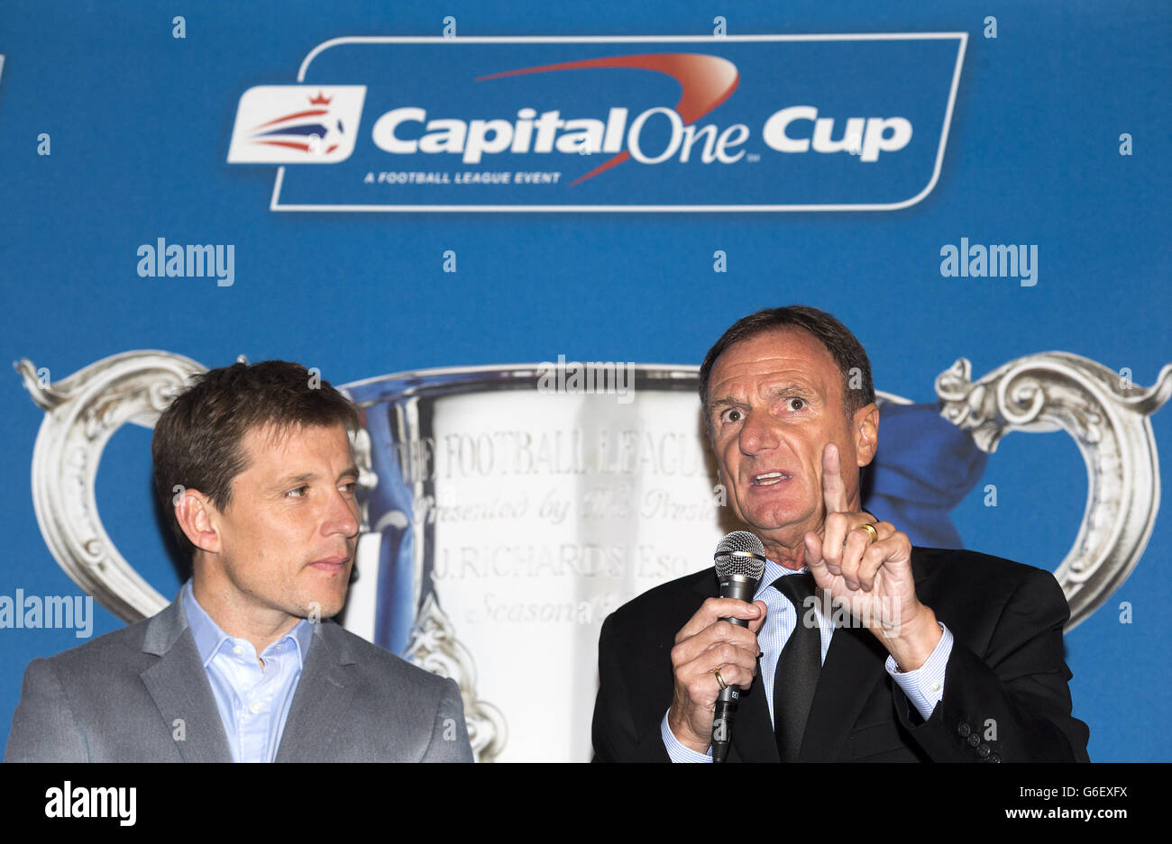 Former Liverpool player Phil Thompson (right) and sky sports presenter ...