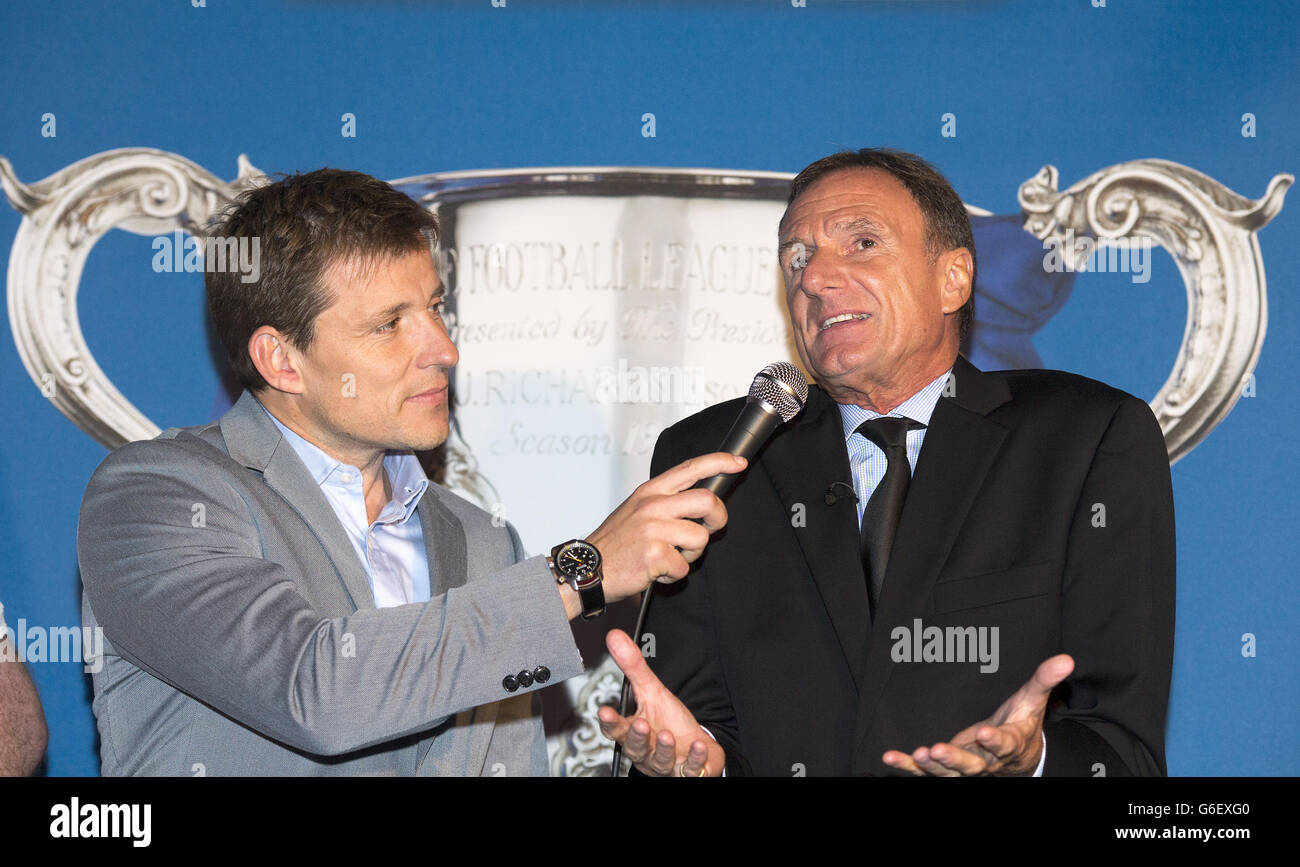 Former Liverpool player Phil Thompson (right) and sky sports presenter ...