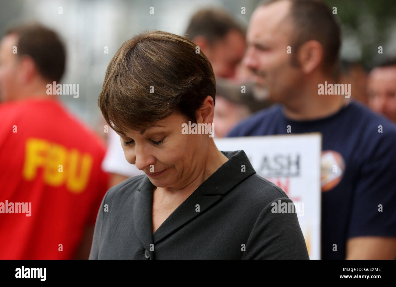 Green Party MP Caroline Lucas arrives at an FBU picket line in Brighton ...
