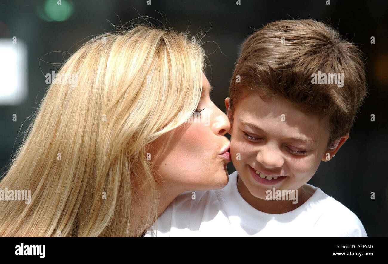 TV presenter Cat Deeley and Louis Burrows, 9, from London pose for ...