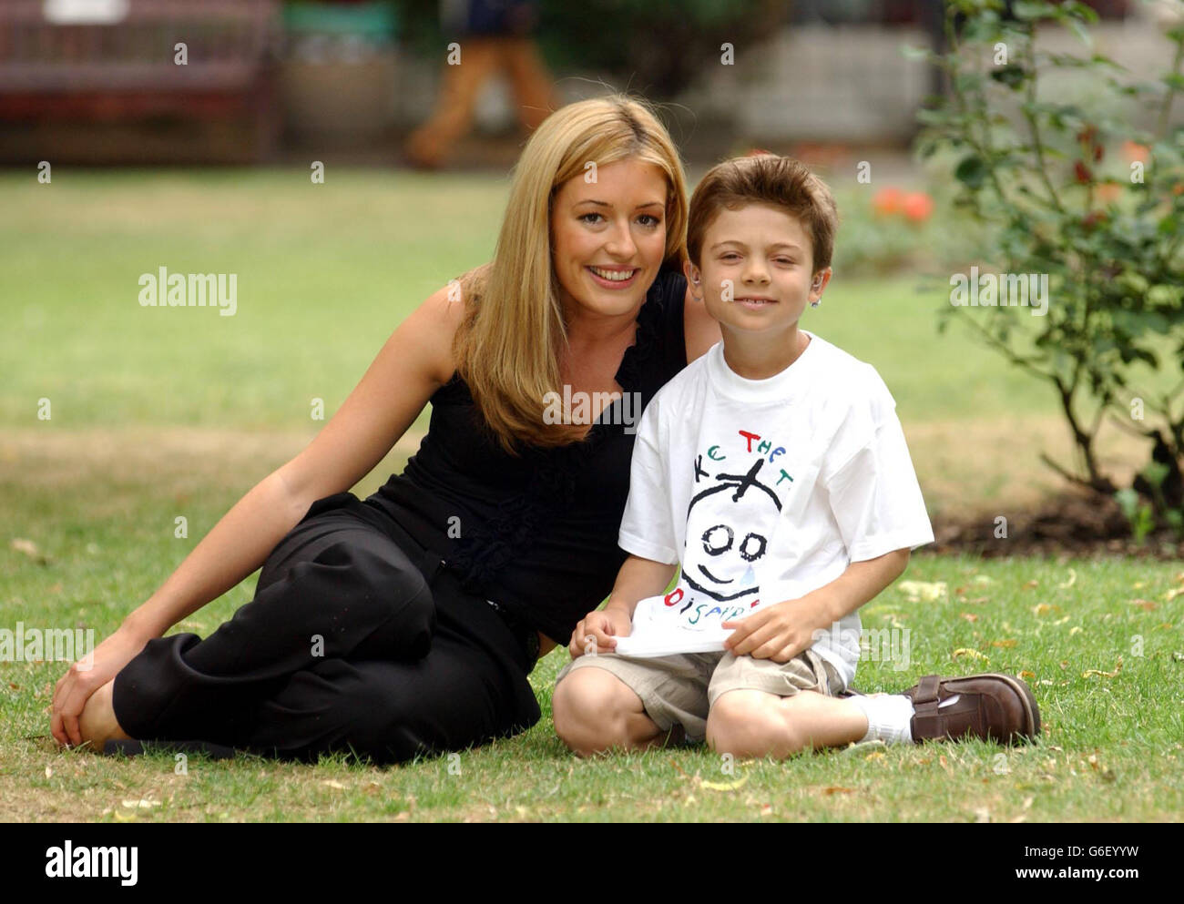 TV presenter Cat Deeley and Louis Burrows, 9, from London pose for ...