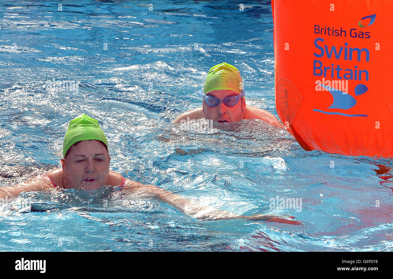 Swimmers in action at the London Fields Lido in Hackney, east London ...