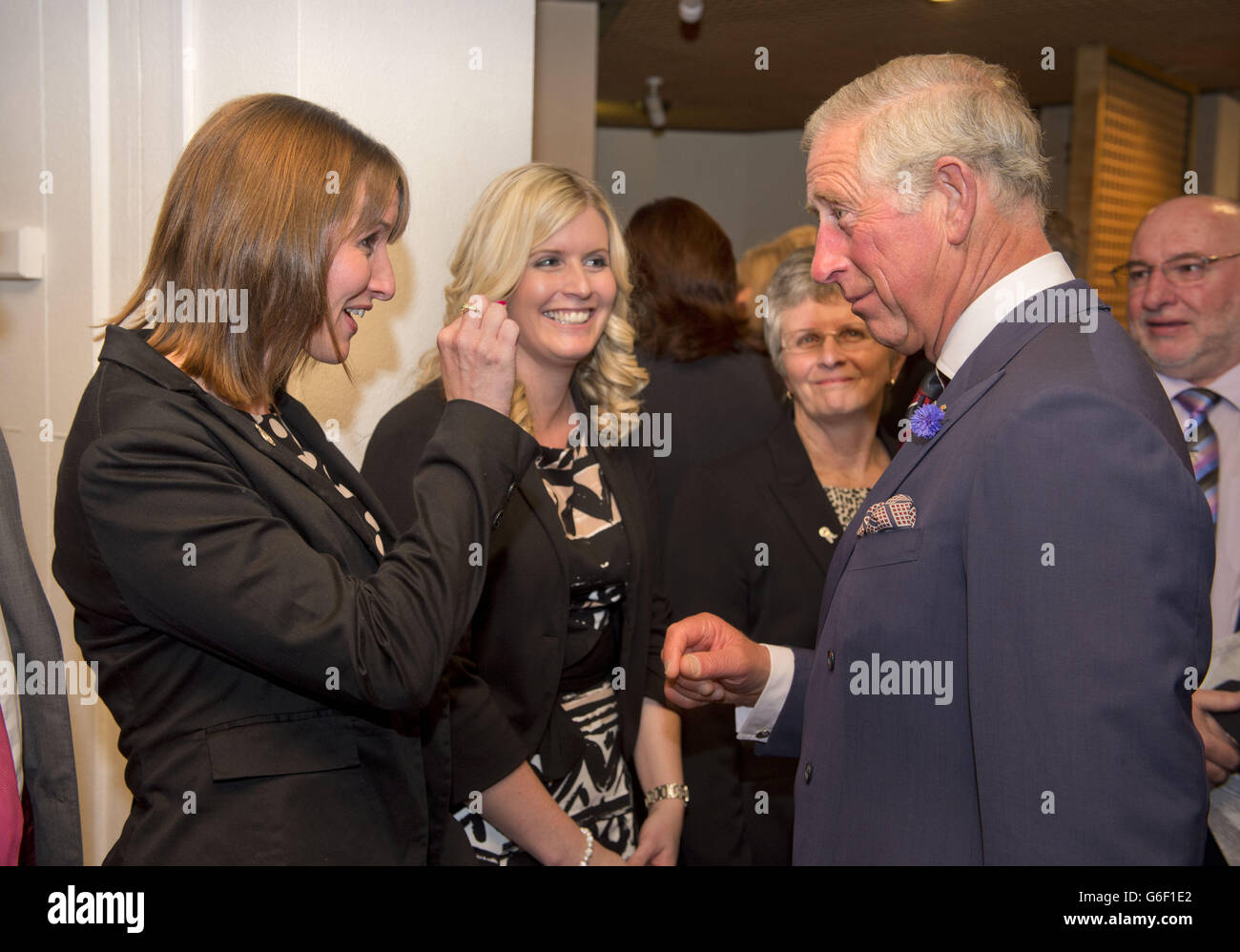 The Prince of Wales meets Nicola McDonald (left) the sister of ...