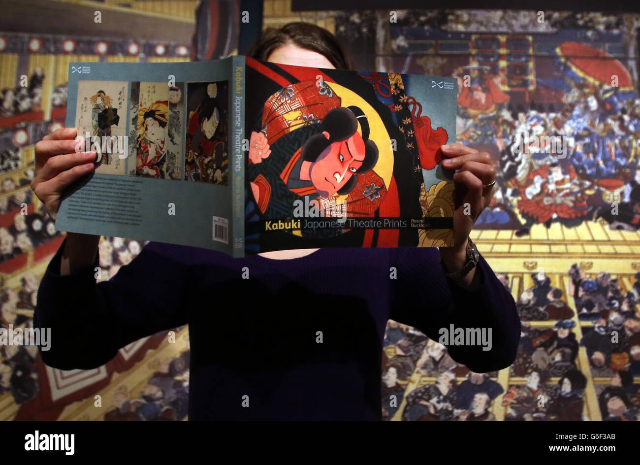 Preview of an exhibition of wood block prints depicting Kabuki male ...