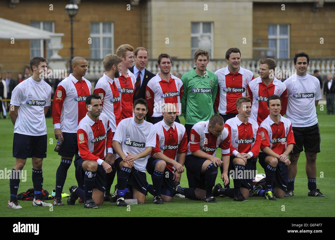 The Duke of Cambridge stands with the Civil Service FC prior to their ...