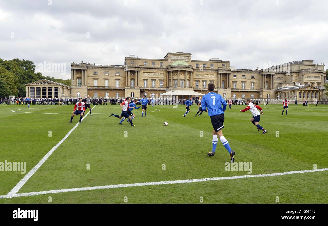 Polytechnic FC (in blue), during their match with the Civil Service FC ...