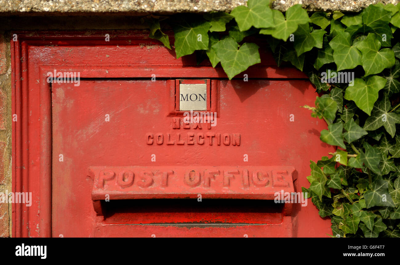 General view of a Post Office post box showing the next collection for ...