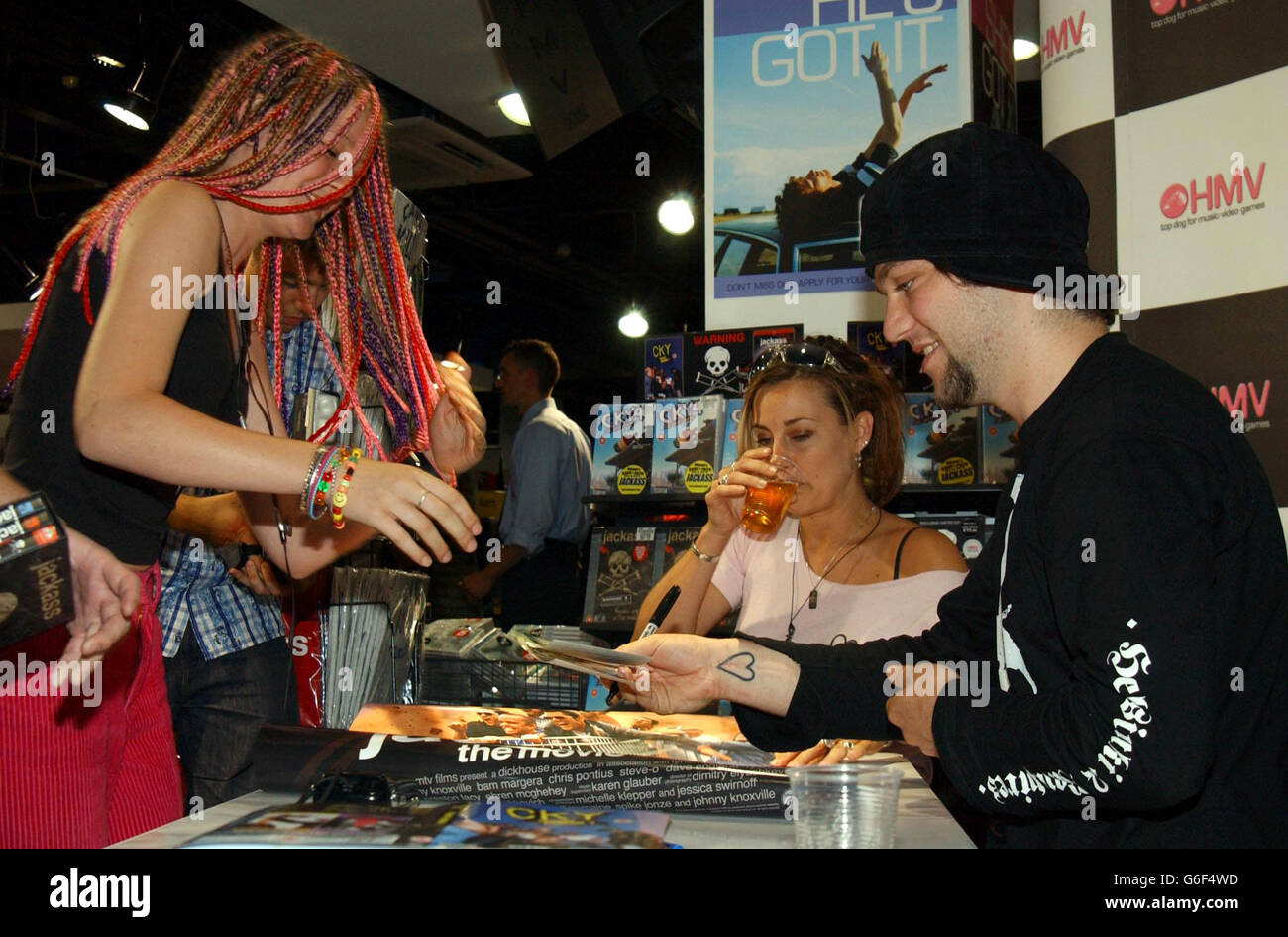 Jackass prankster Bam Magera at an in-store signing, at HMV in Oxford ...