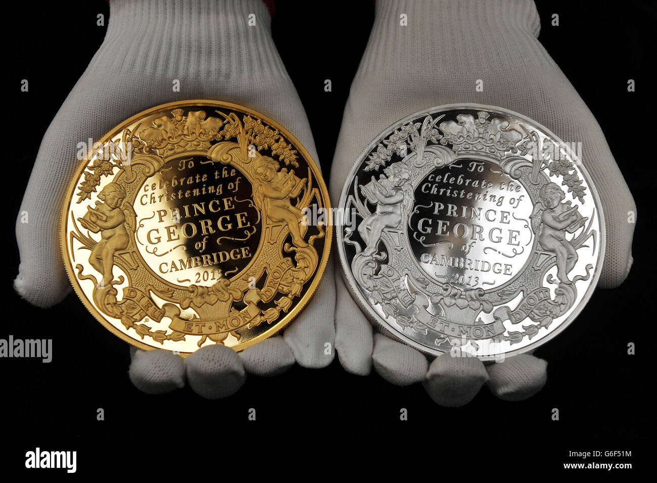 New coins commemorate the christening of Prince George Stock Photo - Alamy