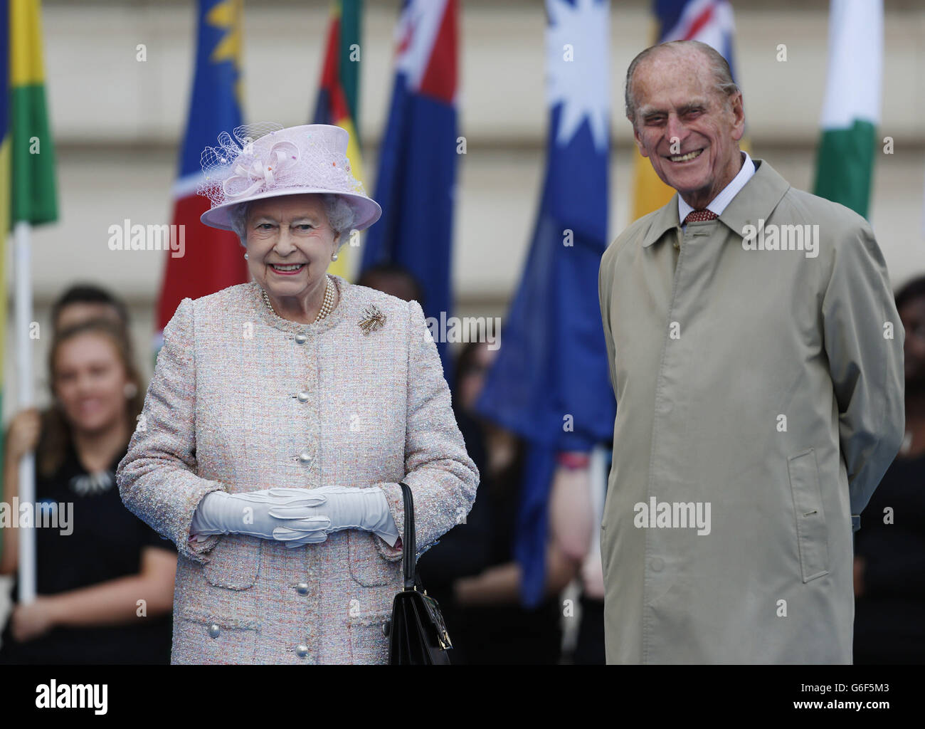 Baton relay launch ceremony buckingham palace in london hi-res stock ...
