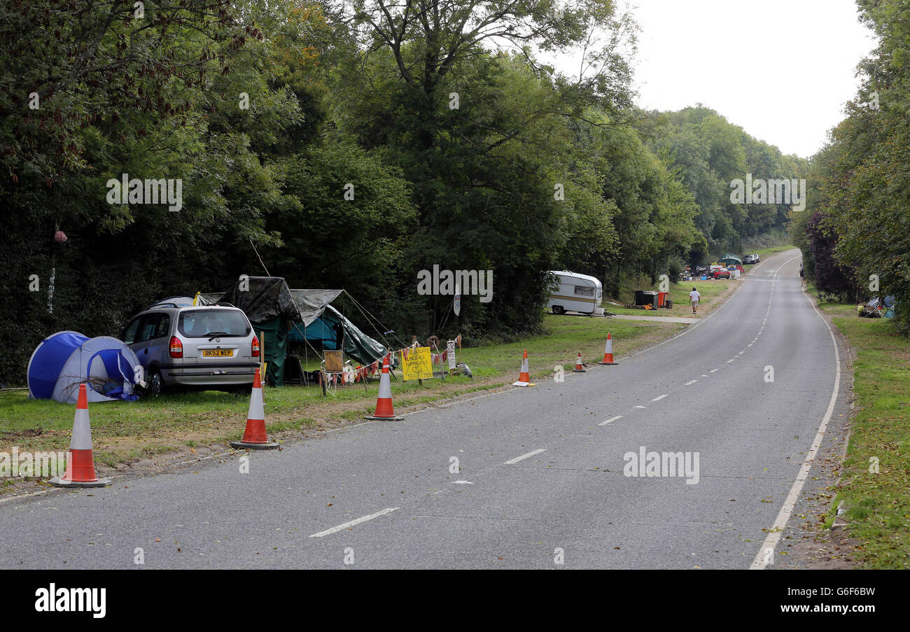 A general view of the Balcombe Community Protection Camp ouside the ...