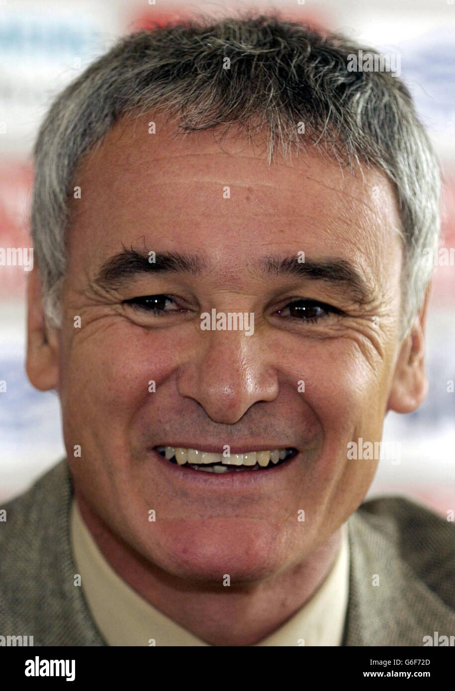 Chelsea coach, Claudio Ranieri, during a news conference at Harlington ...