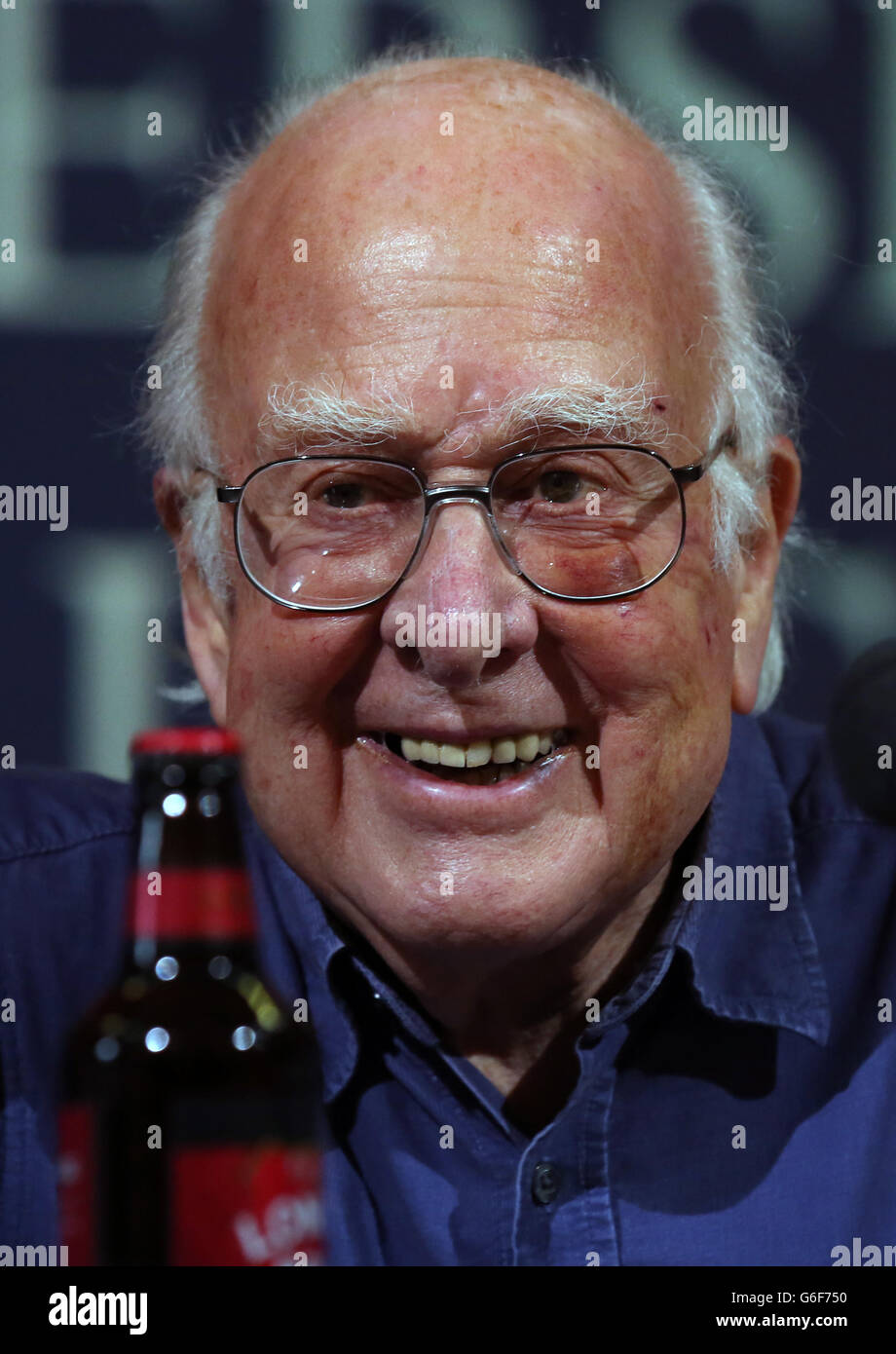 Nobel Prize-winning scientist Professor Peter Higgs speaks to the media ...