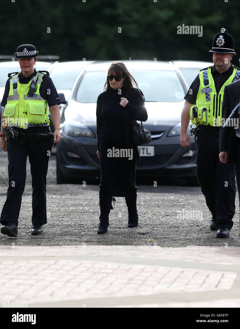 Amanda Hutton arriving at Bradford Crown Court, where she is charged ...